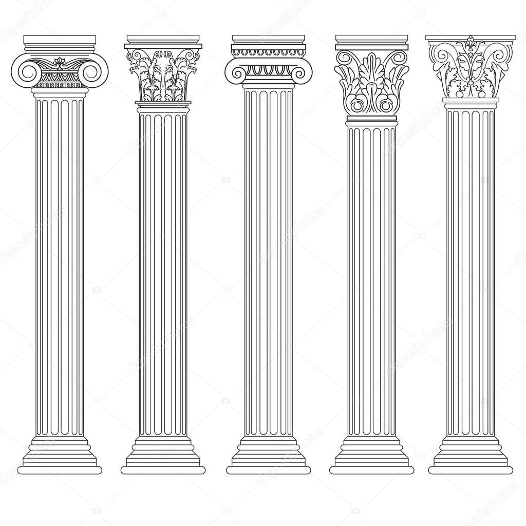Conjunto de columnas romanas, Pilar griego, Arquitectura antigua 2024