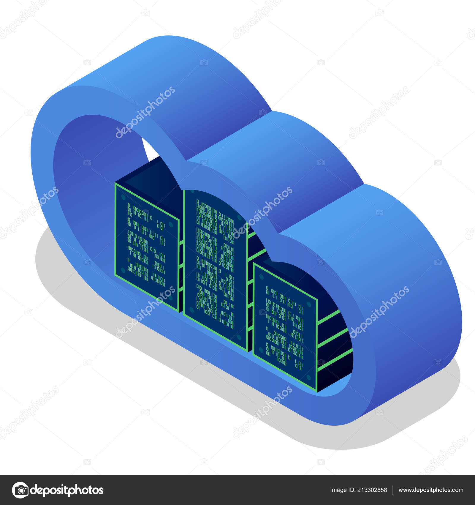 Cloud technology Isometric concept, Modern computing services ...