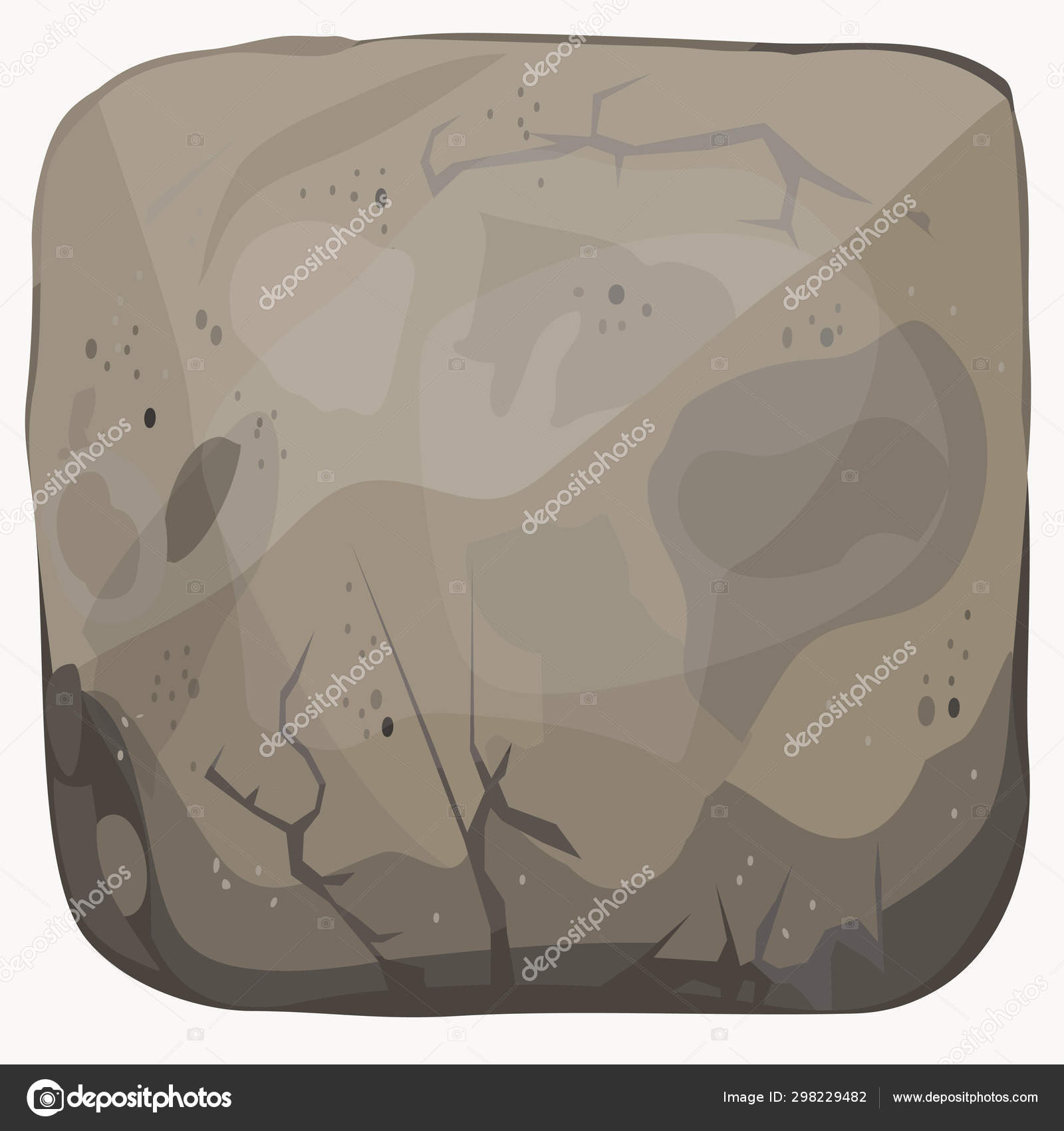 Rock stone cartoon banner. Square stone panel. Big boulder flat style ...