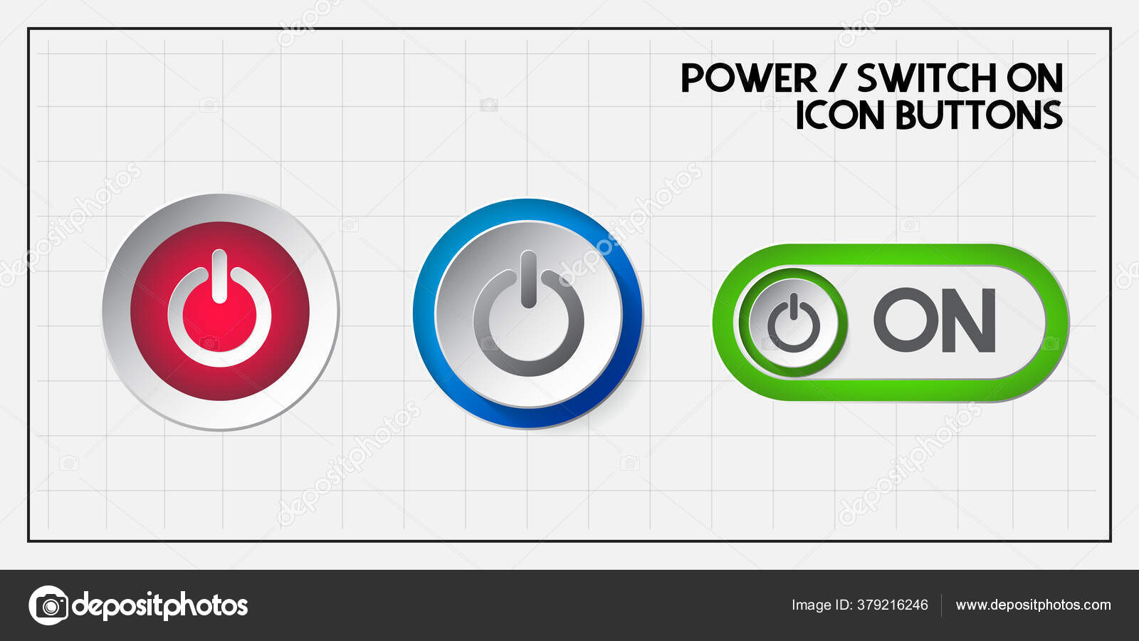 Web Icon Buttons Power Switch Designs Push Buttons Slide Button Stock ...