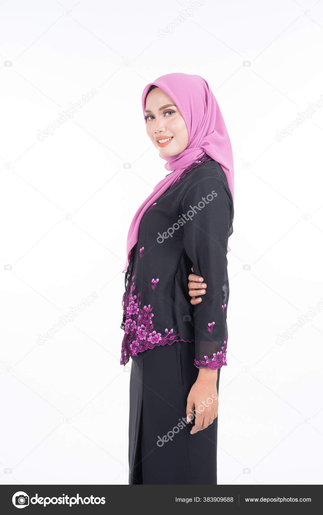 Beautiful Female Model Kebaya Hijab Modern Lifestyle Apparel Muslim