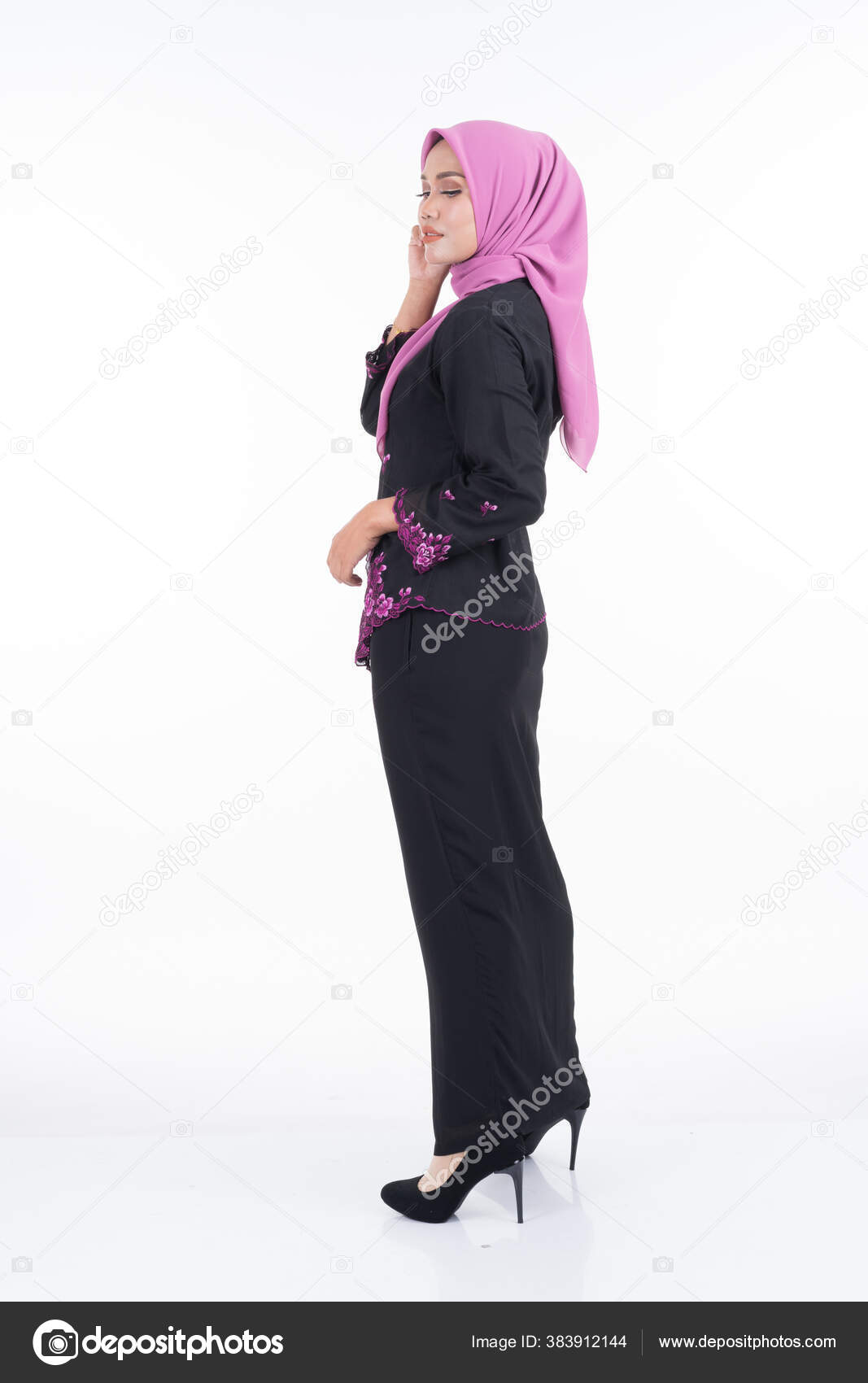 Beautiful Female Model Kebaya Hijab Modern Lifestyle Apparel Muslim