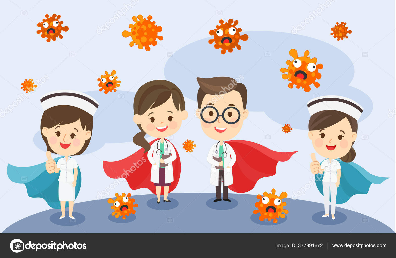 Vector Dibujos Animados Super Doctor Enfermera Vector de stock ...