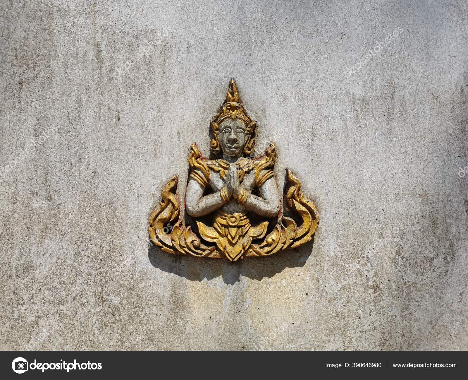 Old Temple Walls High Relief Statues Called Thep Phanom — Stock Photo ...