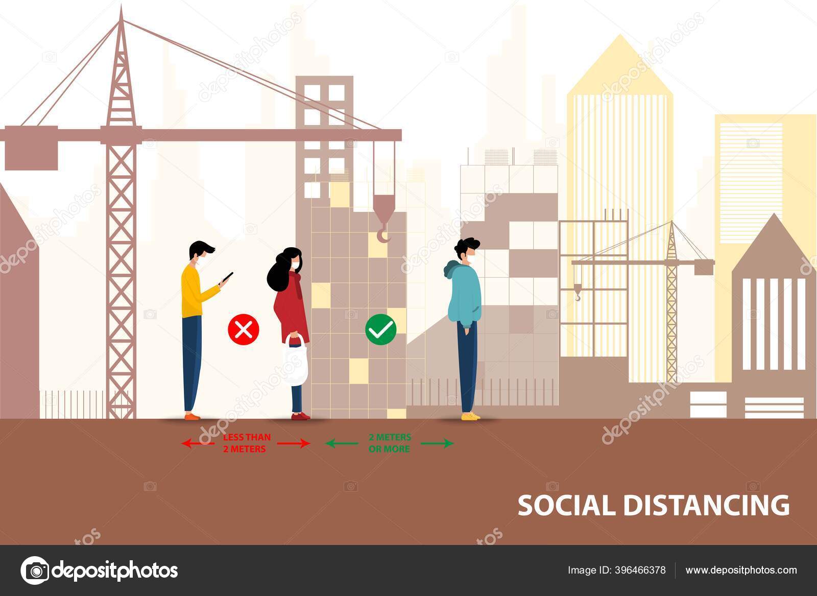 Social Distancing Coronavirus Prevention Comparison Distance People ...