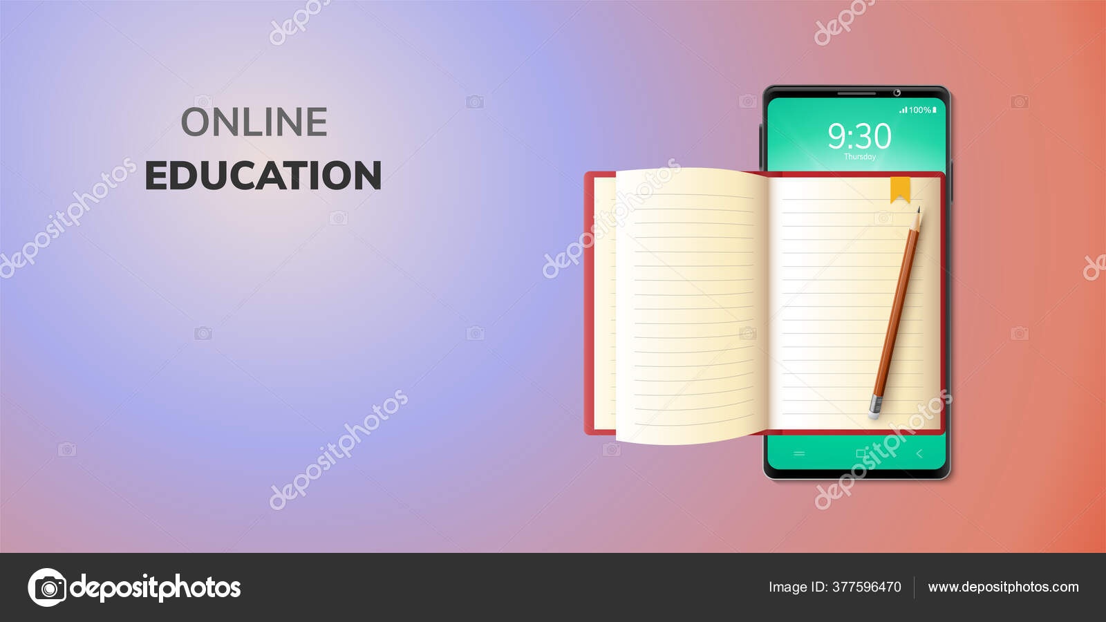 Digital Online Education Application Learning Front Top Phone Mobile ...