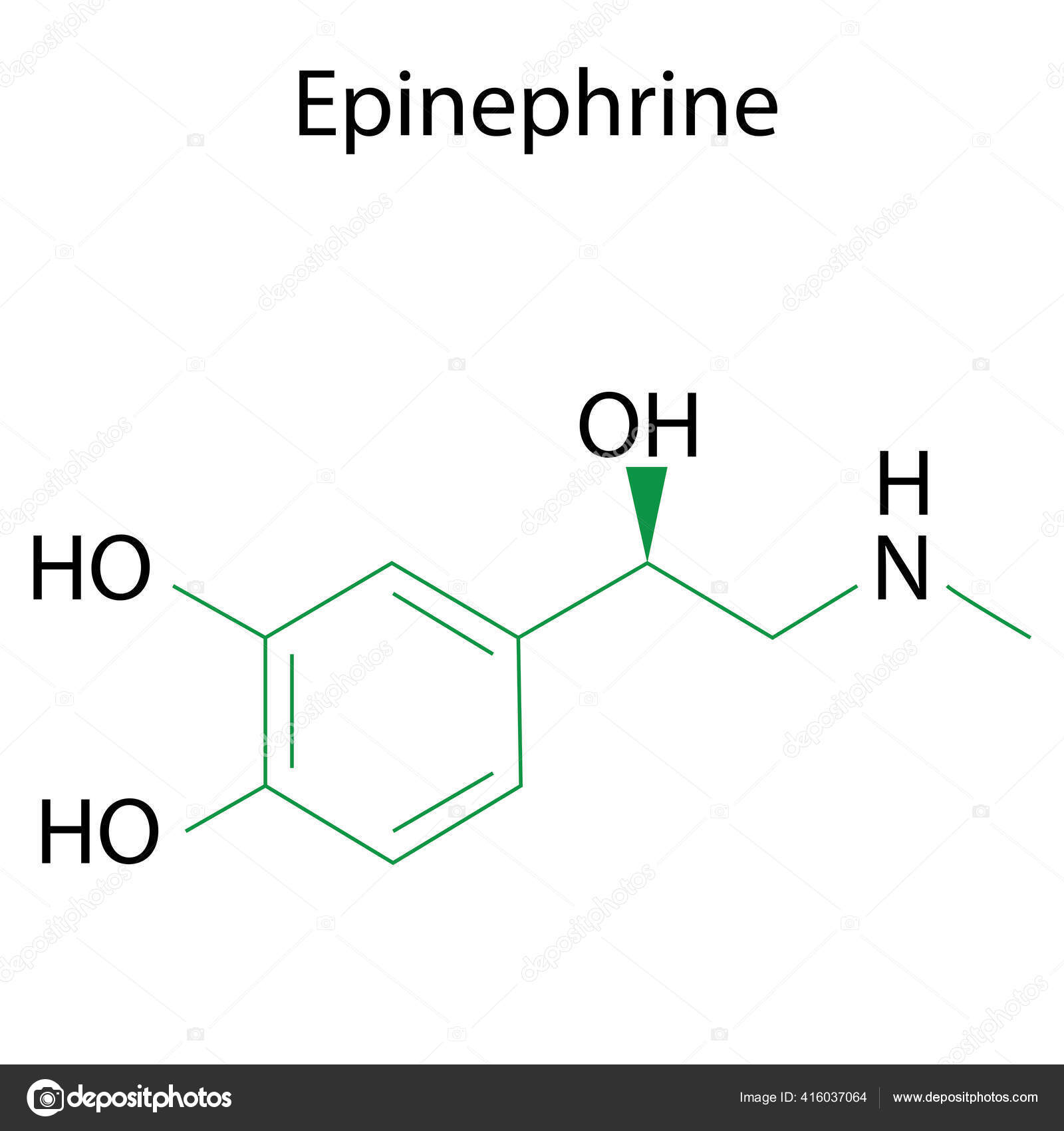 Epinephrine Formula Chemical Molecule Adrenaline Molecular Structure ...