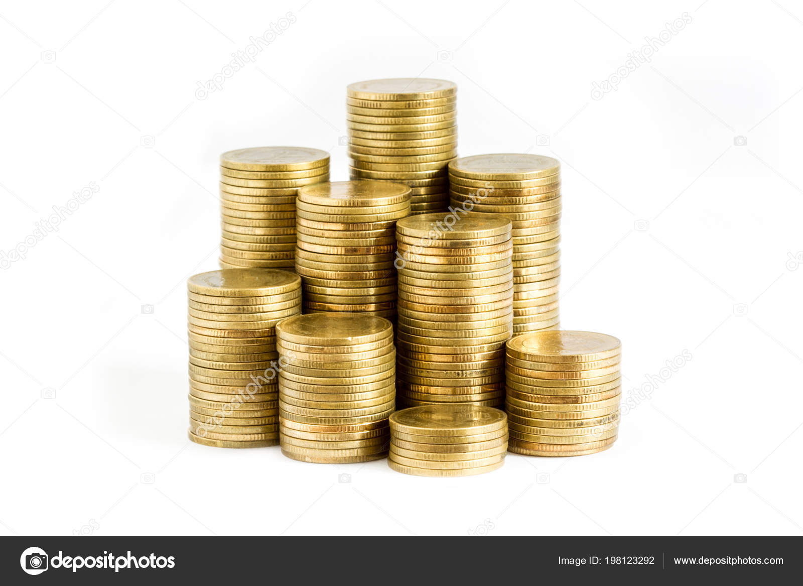 Coins Stacks Isolated White Background Stock Photo by ©enterphoto 198123292