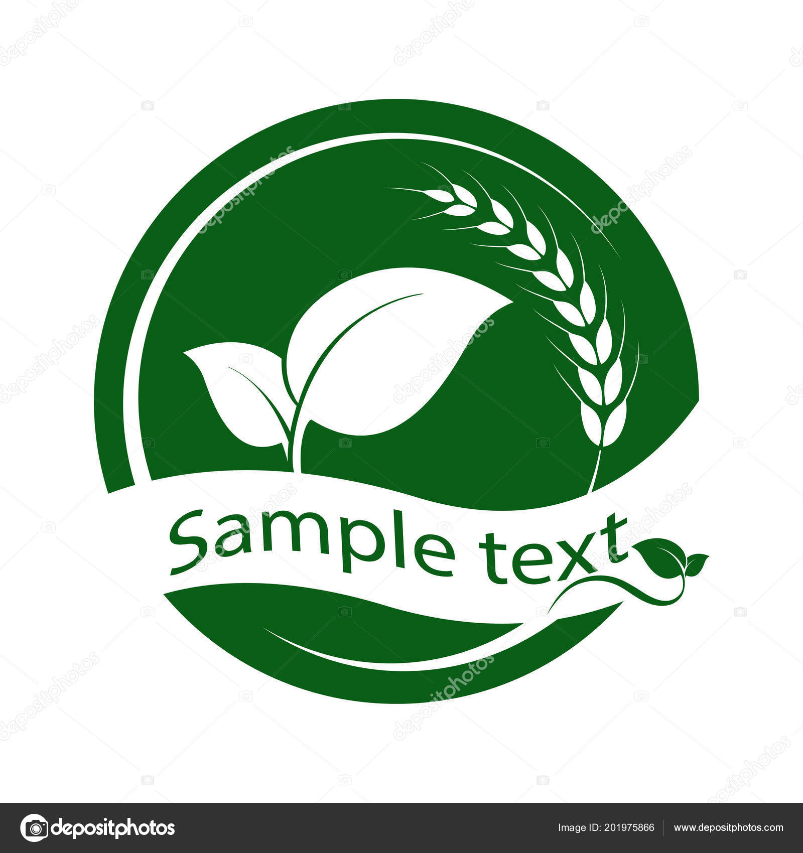 Green Leaf Logo Wheat White Background Leaves Icon Design Elements ...