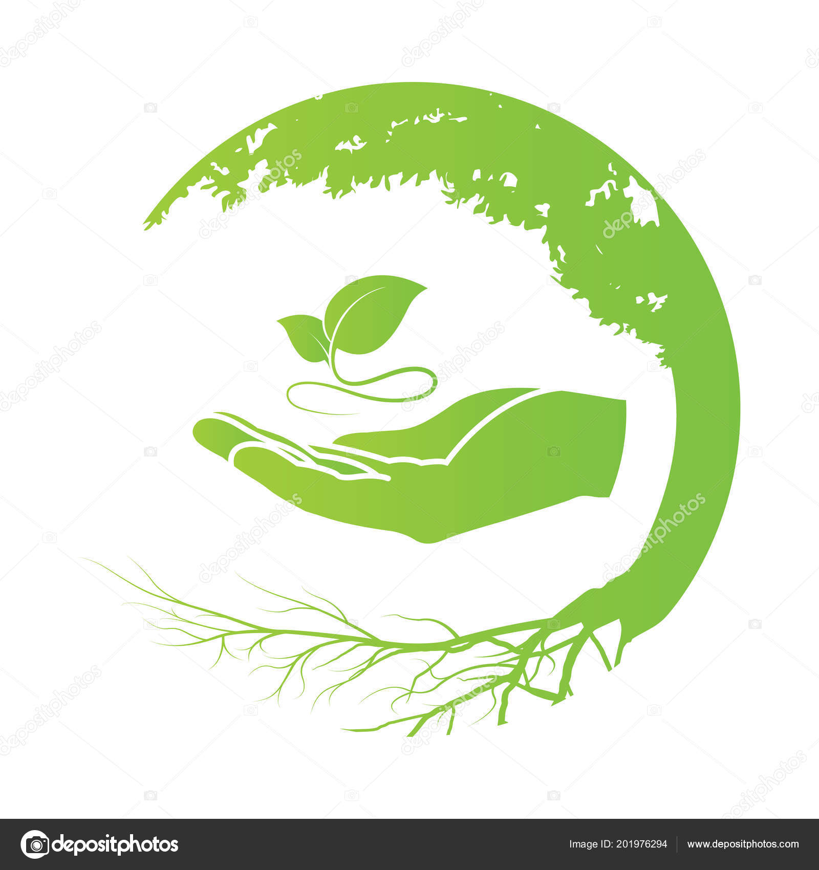 Green Leaf Logo Human Hand Leaves Icon Ecology Concept Vector Stock ...