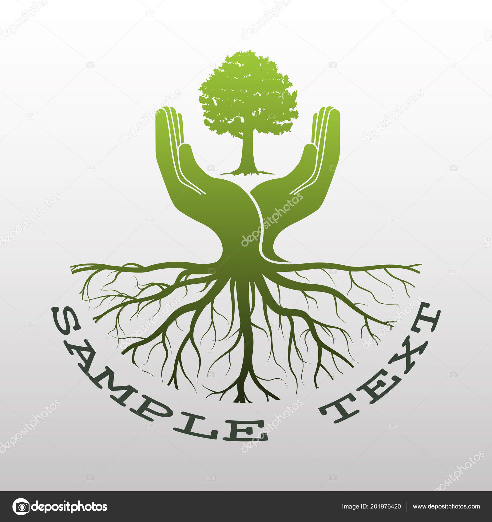 Green Tree Logo Human Hand Root Nature Icon Ecology Concept Stock ...