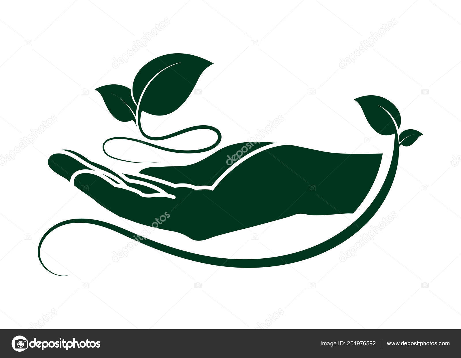 Leaf Hand Icon Ecological Symbols Signs Green Nature Concept Humans ...