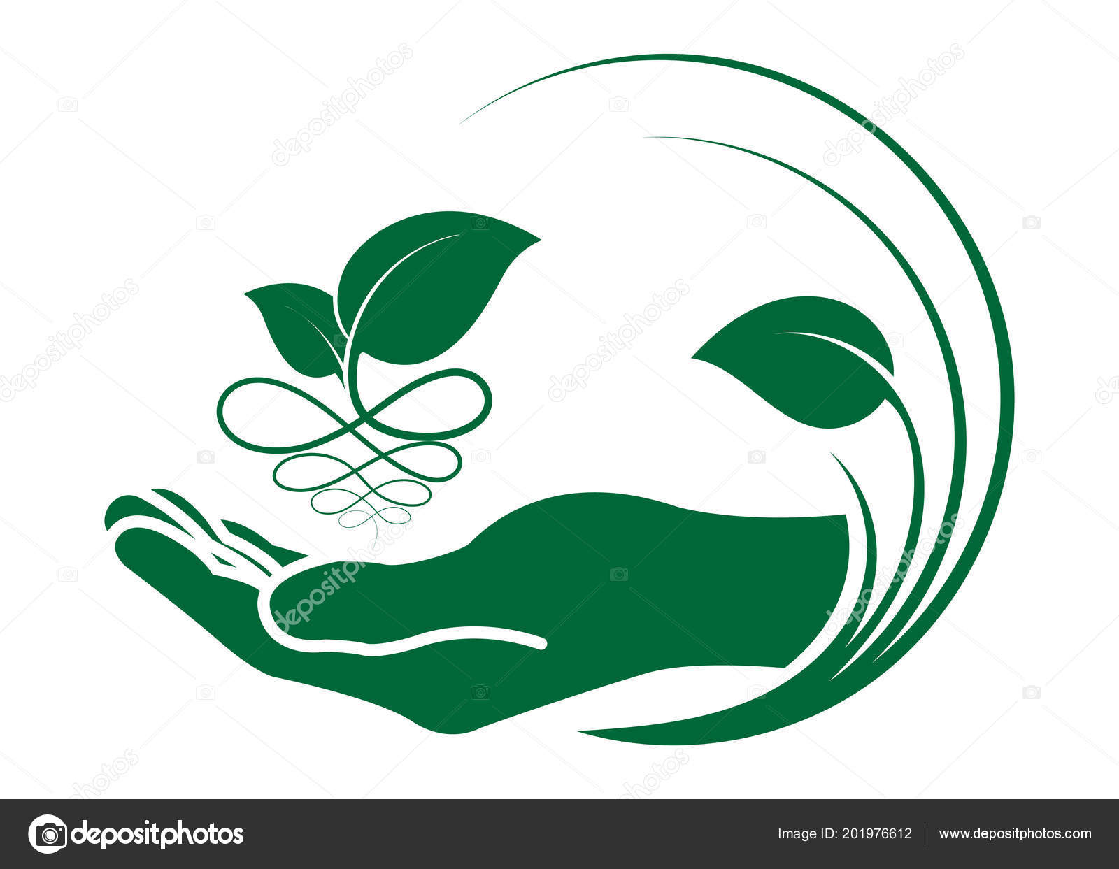 Leaf Hand Icon Ecological Symbols Signs Green Nature Concept Humans ...