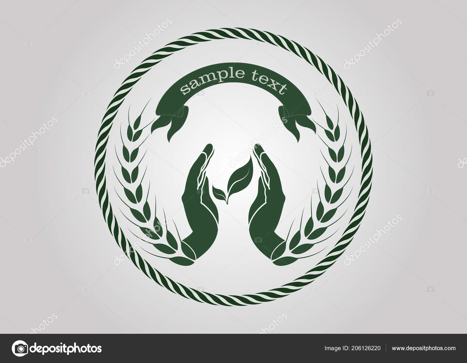 Leaf Hand Icon Ecological Symbols Signs Green Nature Concept Humans ...
