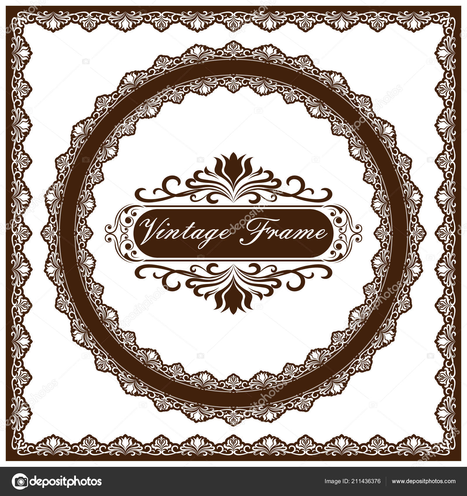 ornate circle frame vector
