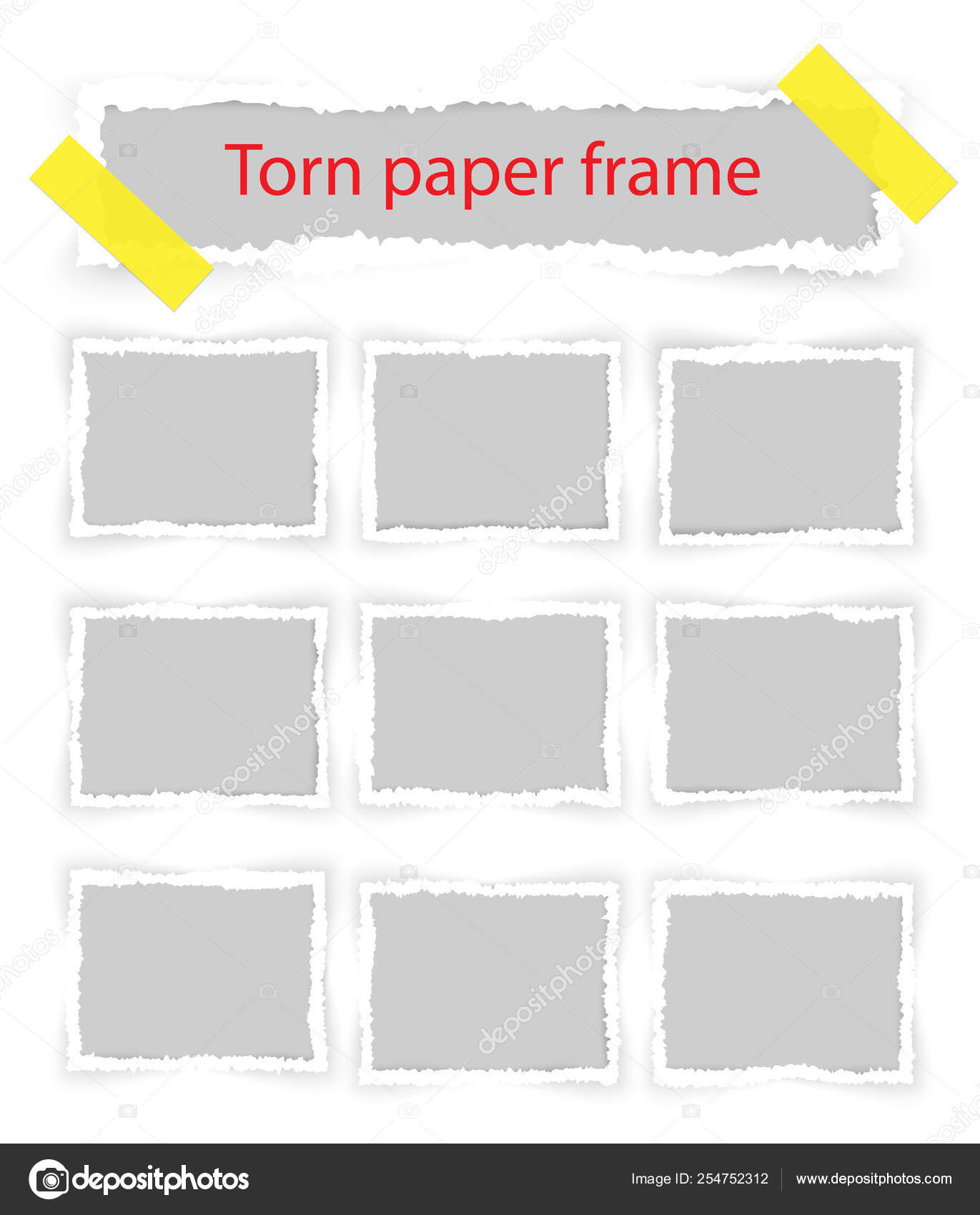 Torn paper frame ⬇ Vector Image by © enterphoto | Vector Stock 254752312