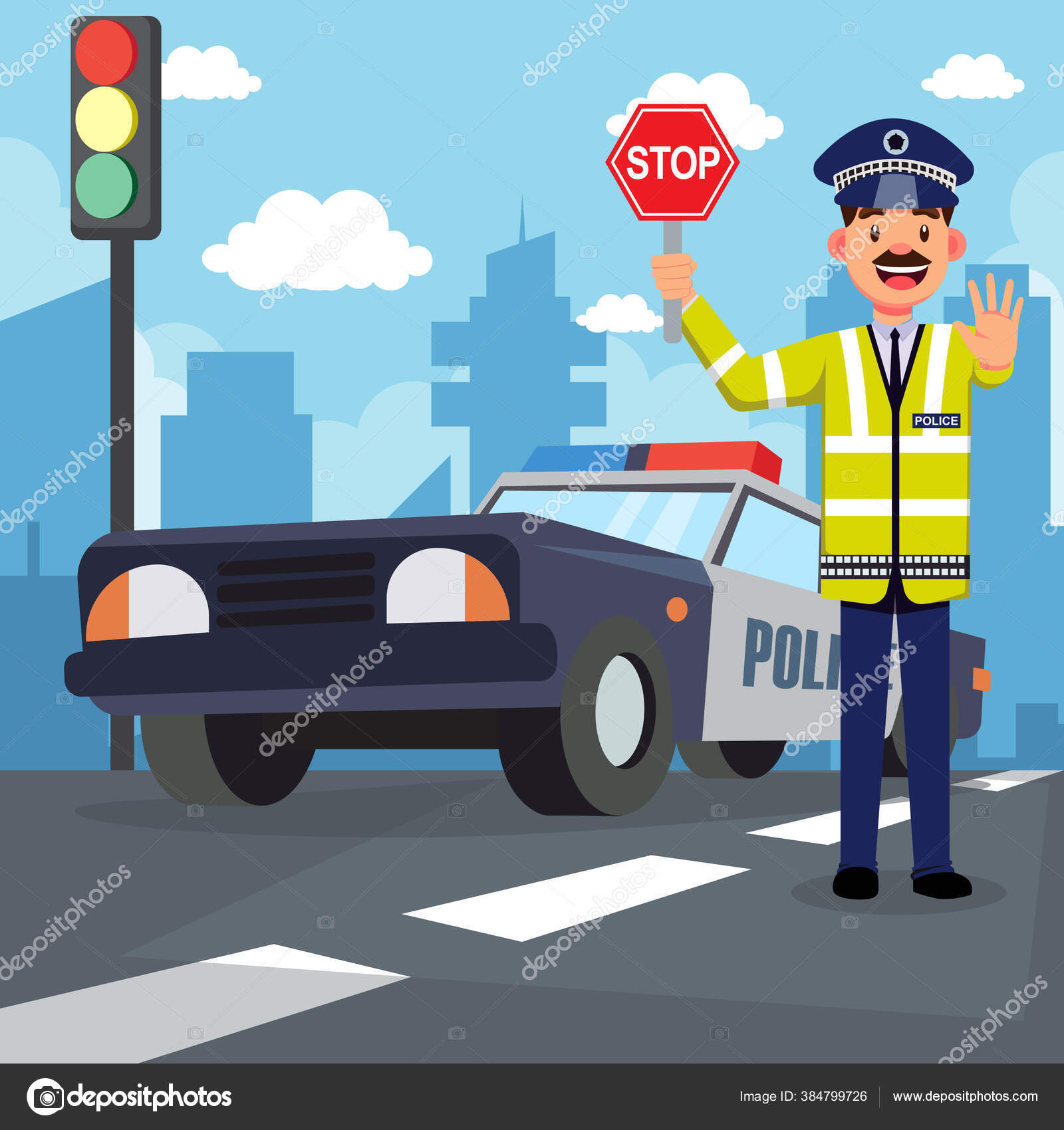 Traffic Police Officer Vector Illustration Stock Vector by ©fadriapr ...