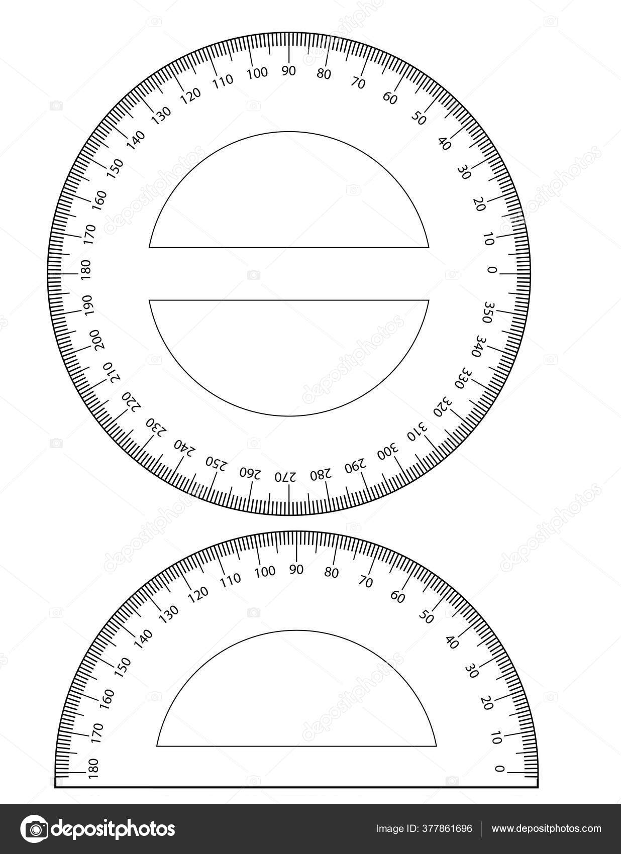 Full Half Protractors Mathematical Instruments Stock Vector Image by ...