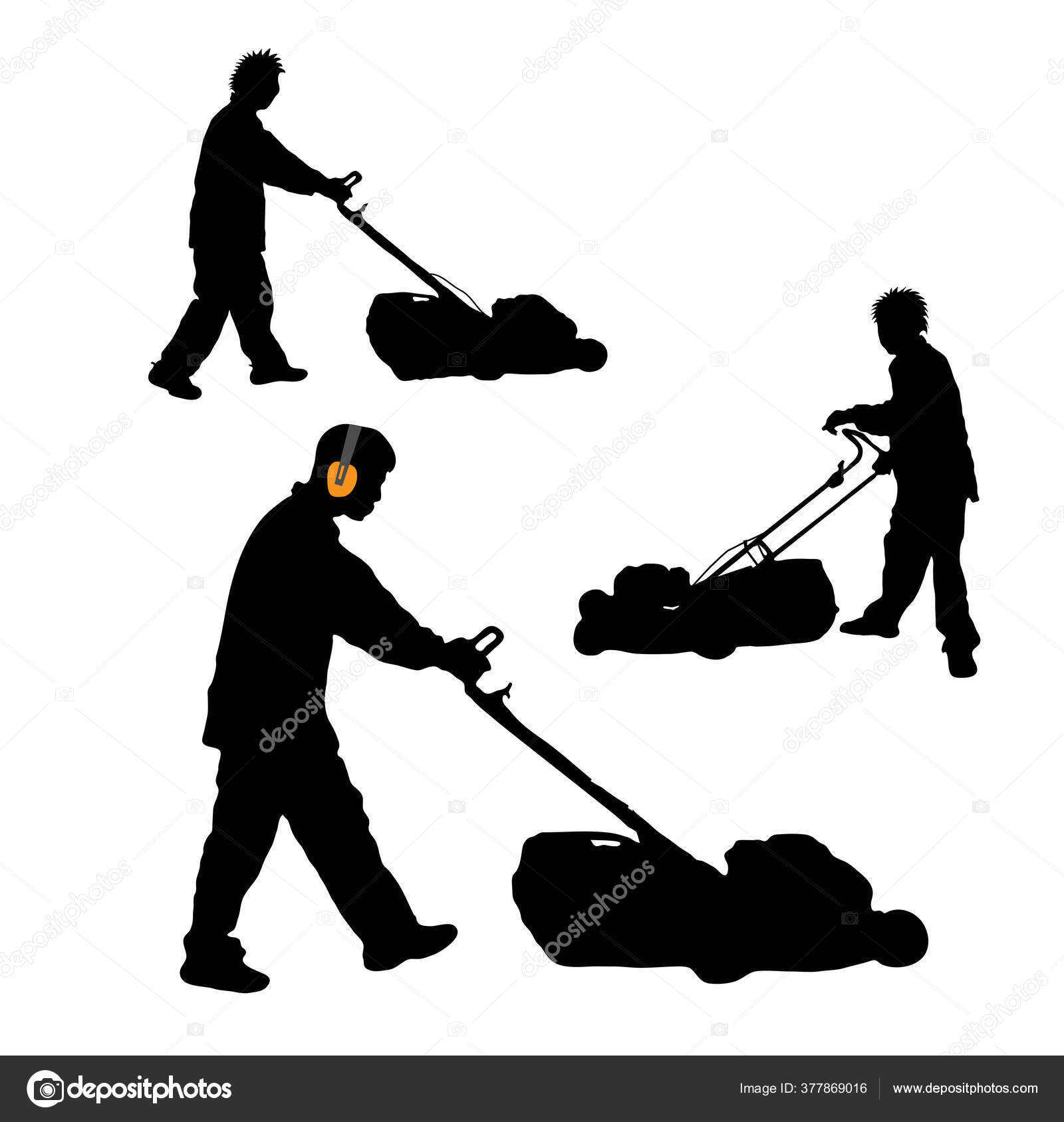 Man Mowing Lawn Silhouette