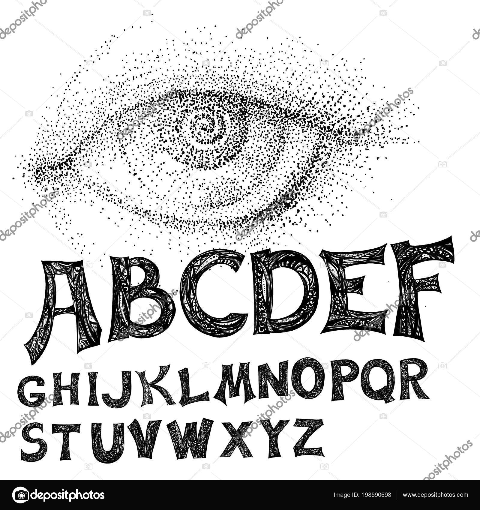 Font freehand vector and human eye in style zentangl. Stock Vector by ...