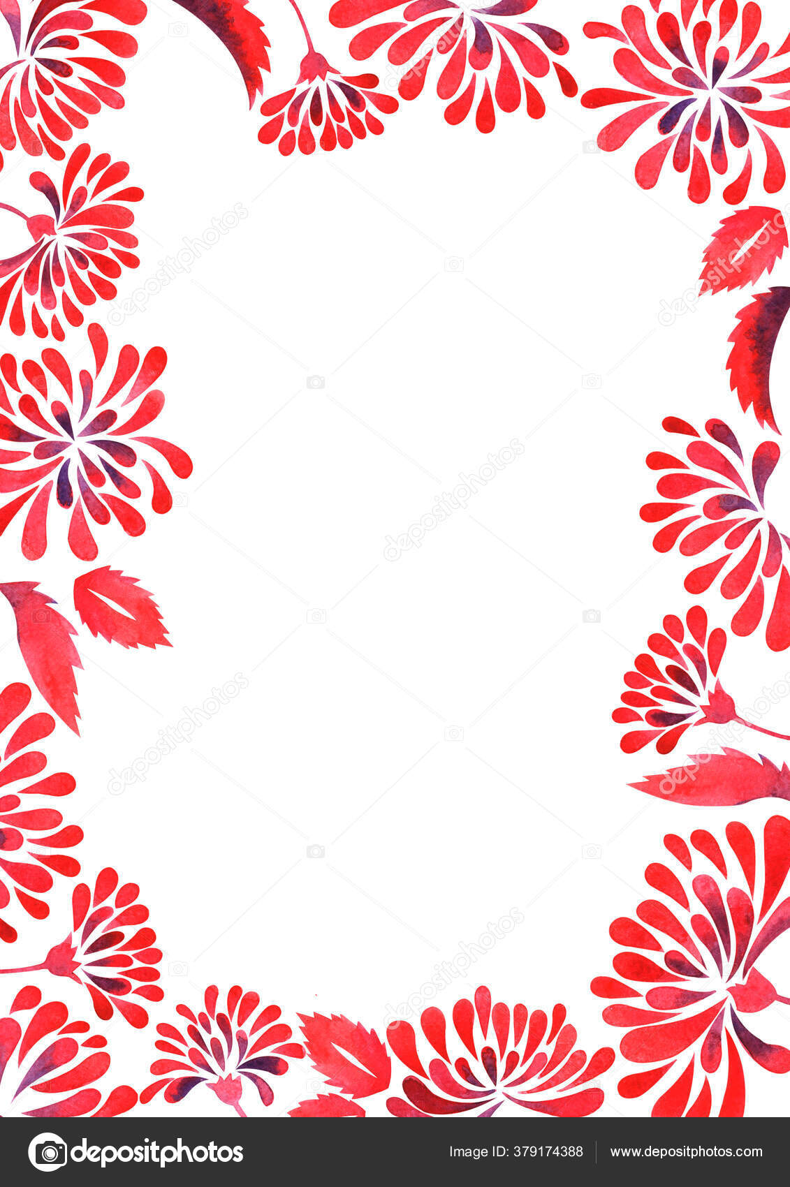 Red Flower Border Line