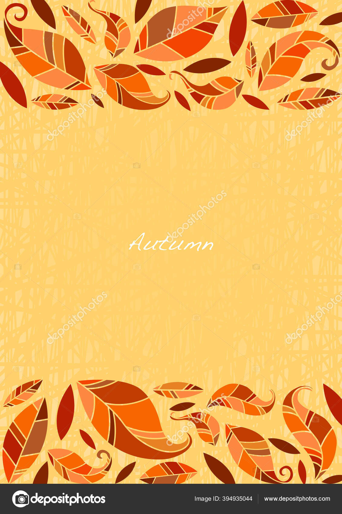 Autumn Flat Leaves Frame Vector Background Decoration Fall Thanksgiving ...