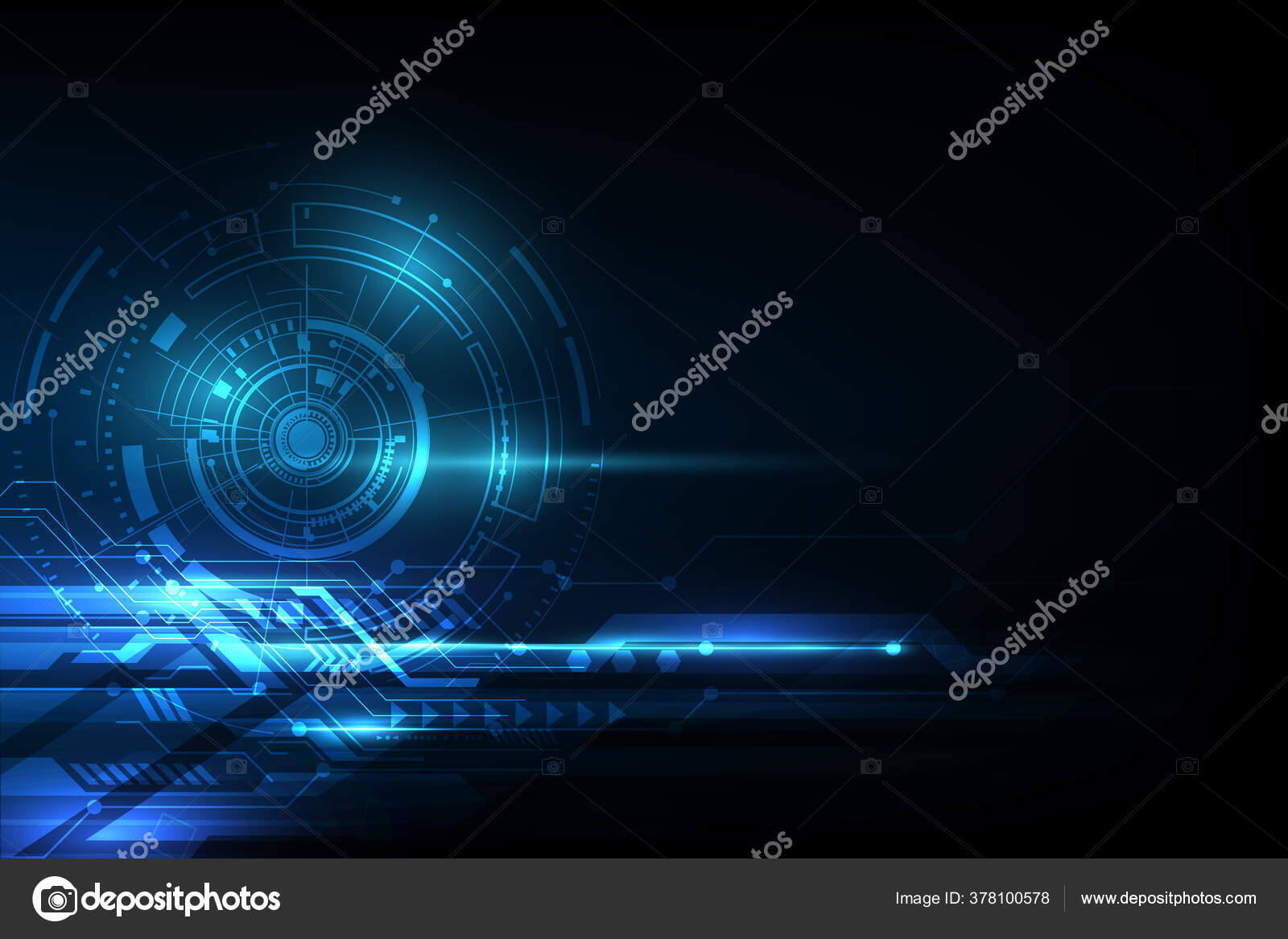 Vector Visualization Technology Abstract Blue Head Display Automation ...