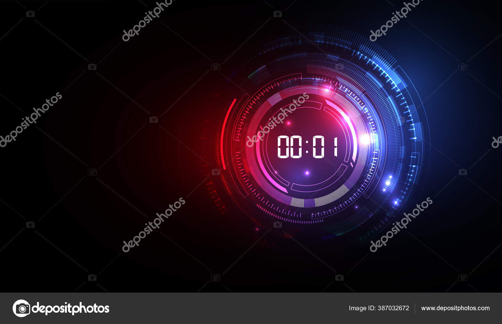 Abstract Futuristic Technology Background Digital Number Timer Concept ...