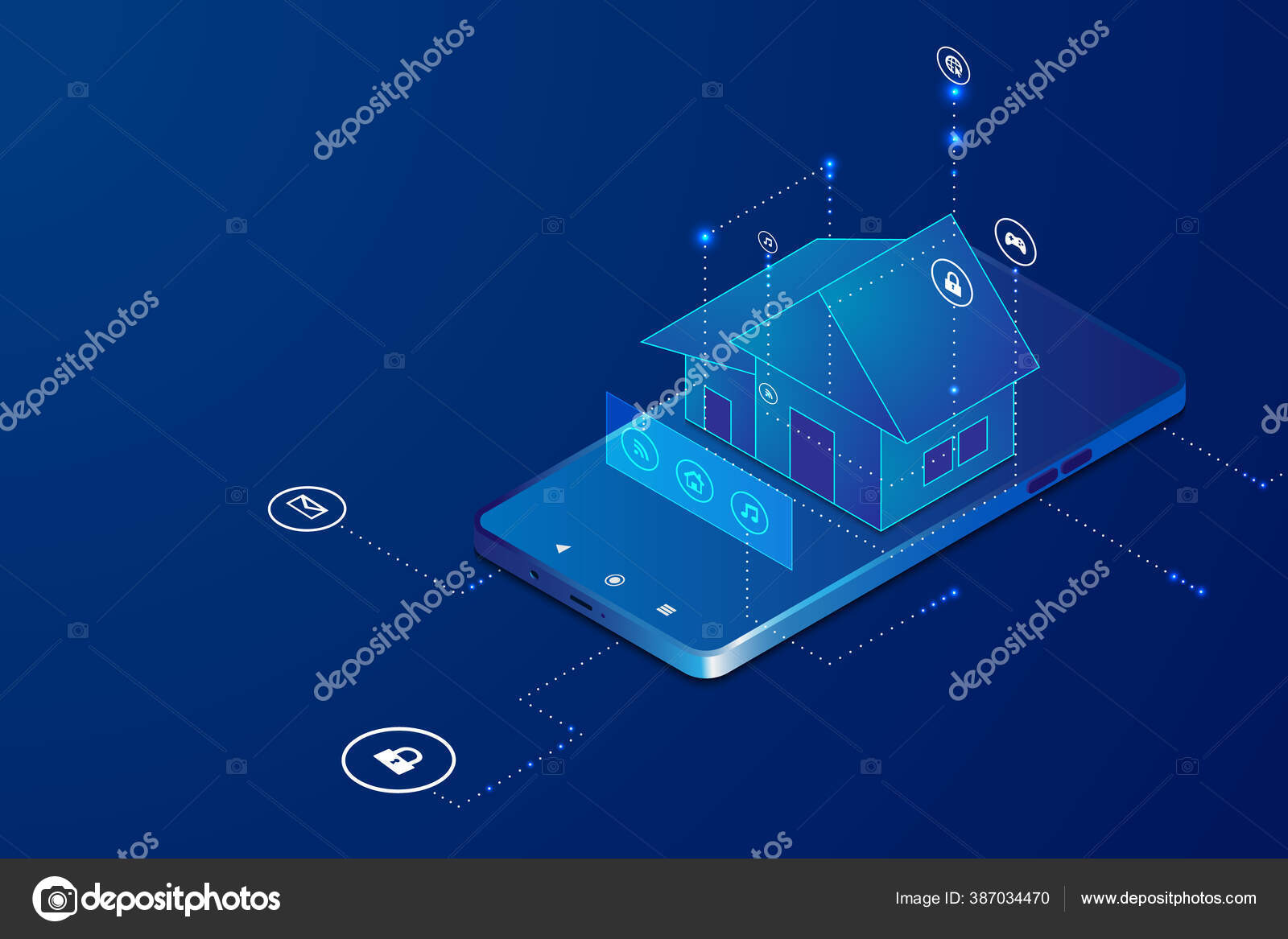 Smart Home Wireless Control Isometric Concept Iot Technology House ...