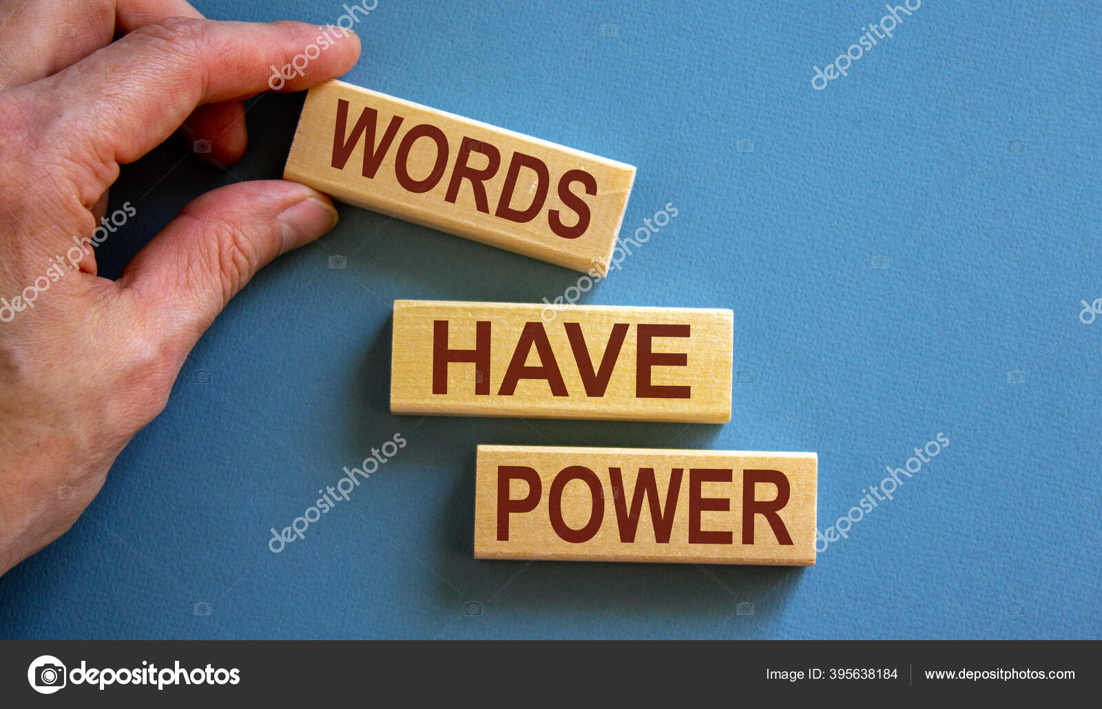 Wooden Blocks Form Words 'Words Have Power' Blue Background Male Stock ...