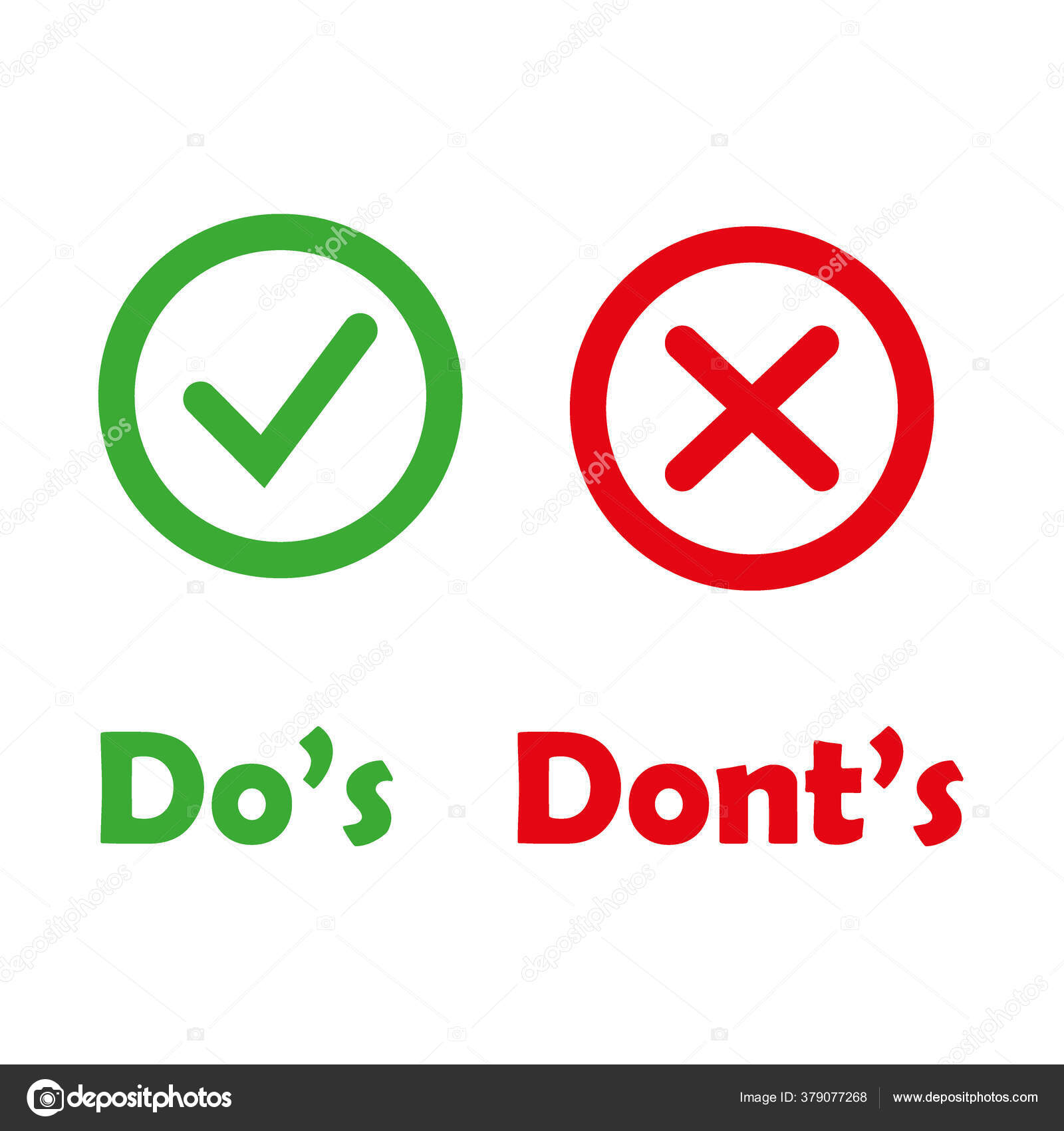 Colored Check Marks Dos Donts Concept Checklist Symbol Recommendations ...