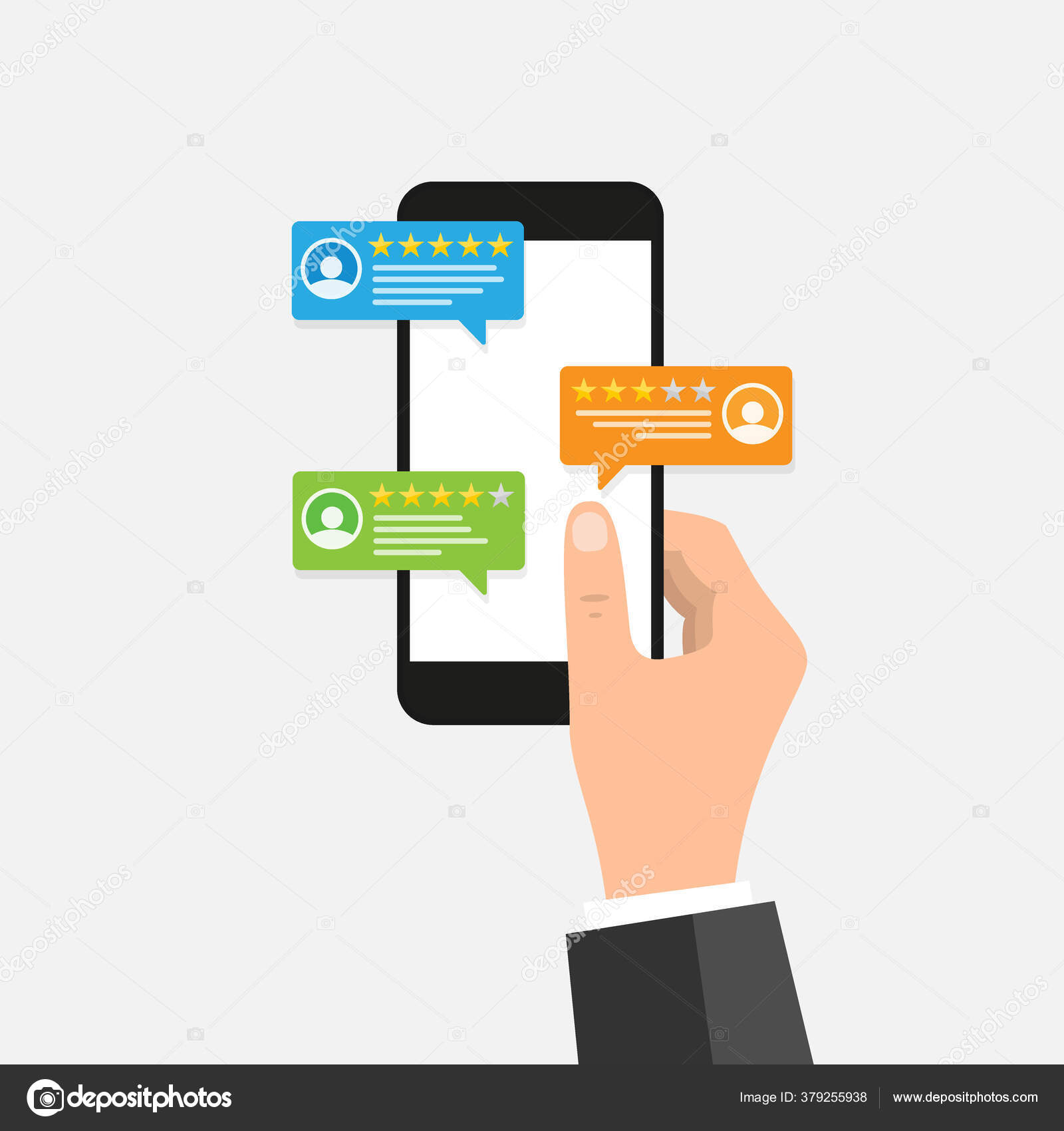 Hand Holding Mobile Smart Phone Review Rating Reviews Stars Good Stock ...