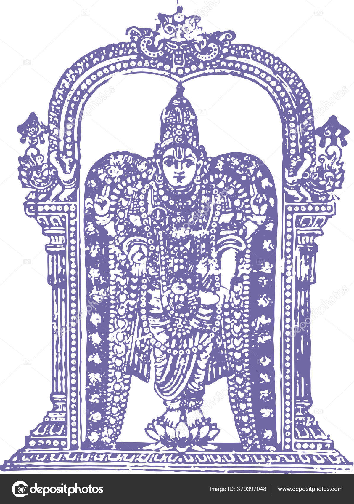 Drawing Sketch Lord Venkateshwara Balaji Vector Line Art Editable ...