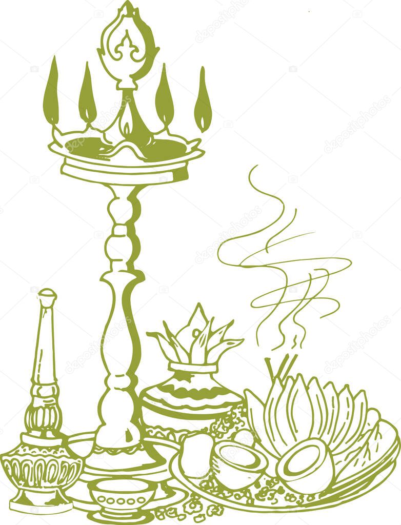 Dibujo o boceto de la boda hindú Diseño de tarjetas Elemento Esquema ...