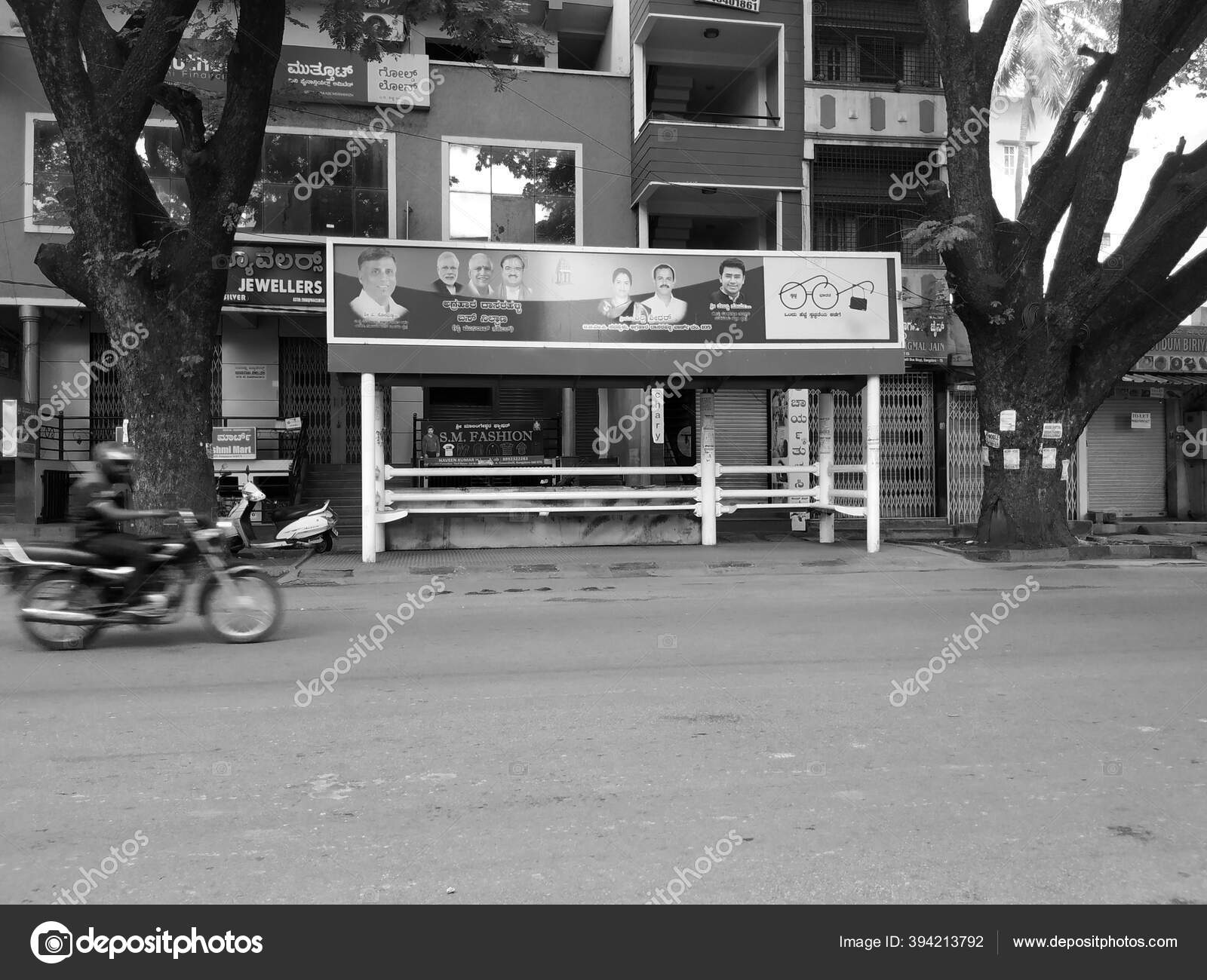 Bangalore Karnataka India July 2020 Closeup Empty Bus Stand Road ...