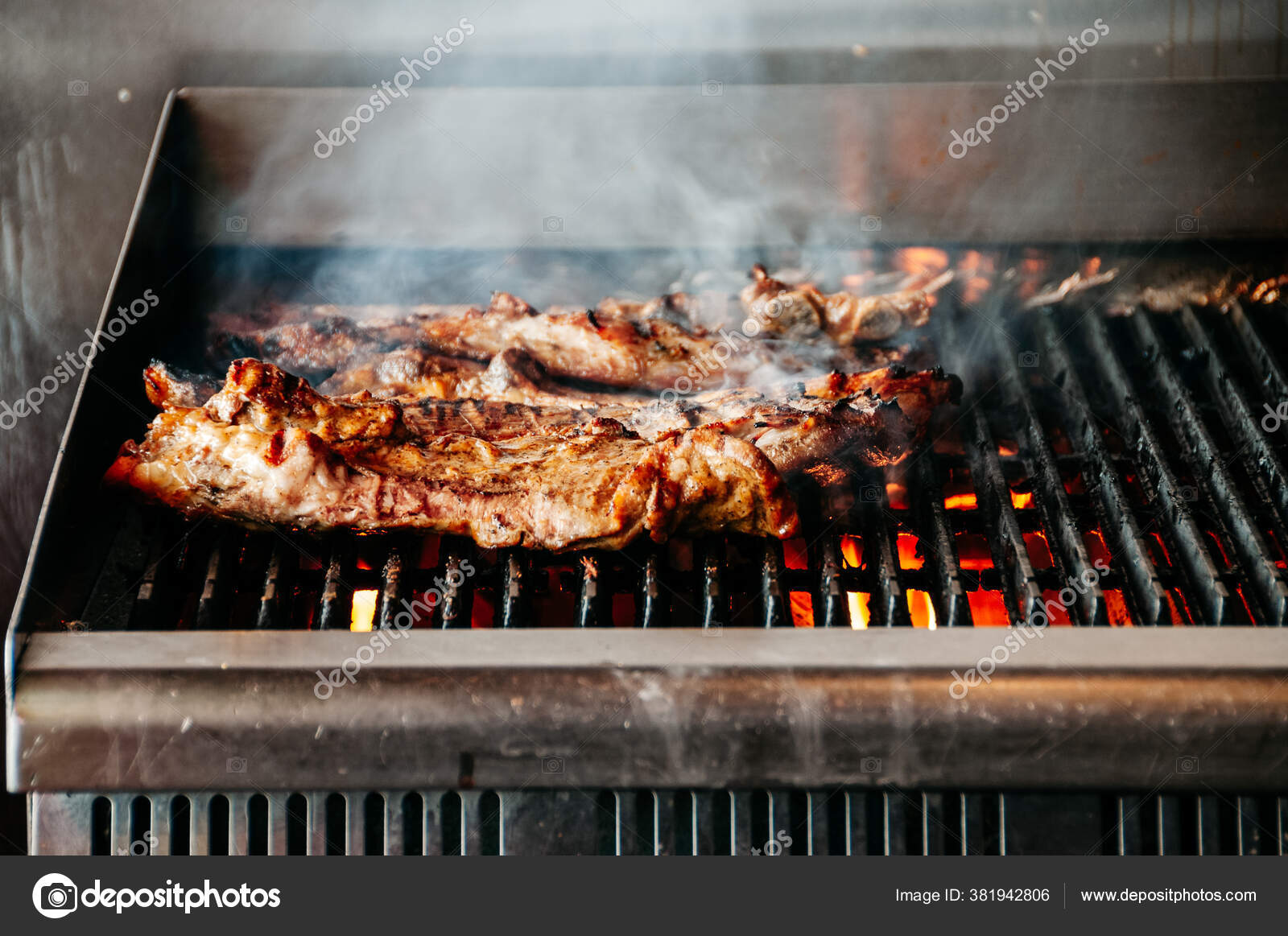 American grill restaurant with meat ready to serve — Stock Photo ...