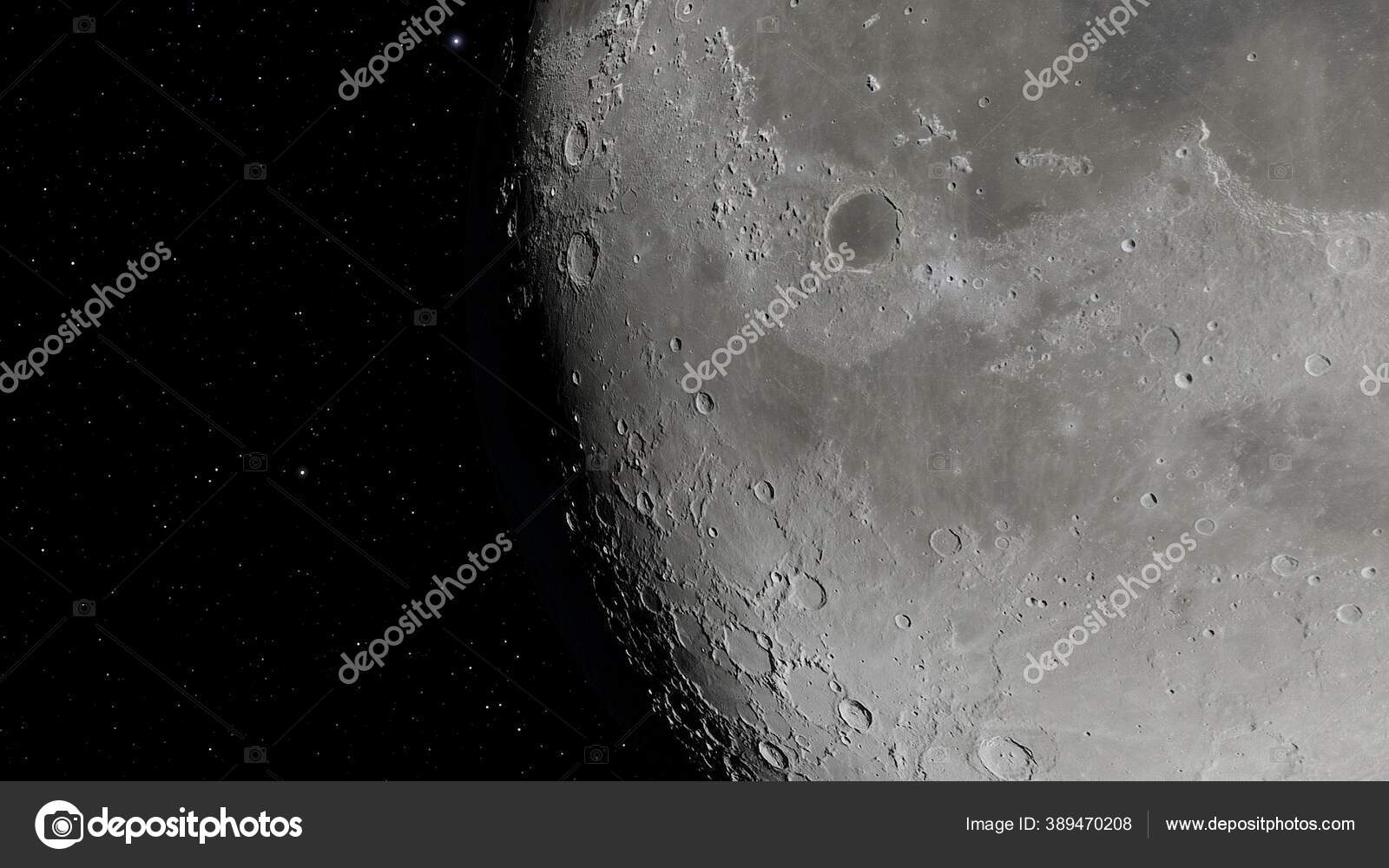 Realistic Moon Space Realistic Moon Surface Moon Craters Render Stock ...