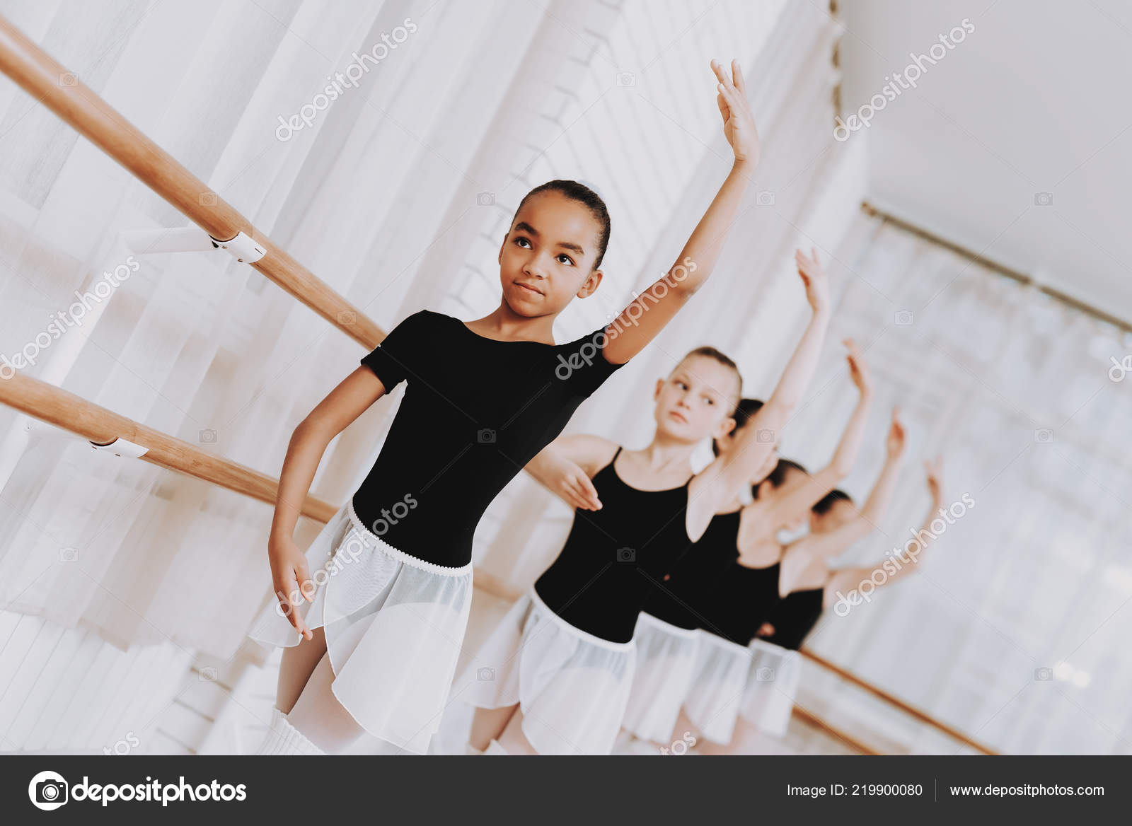 Ballet Training Group Young Girls Indoors Classical Ballet Girl ...