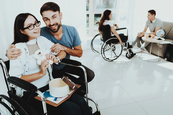 Disabled People Wheelchairs Have Fun Park Disabled Young Man Woman ...