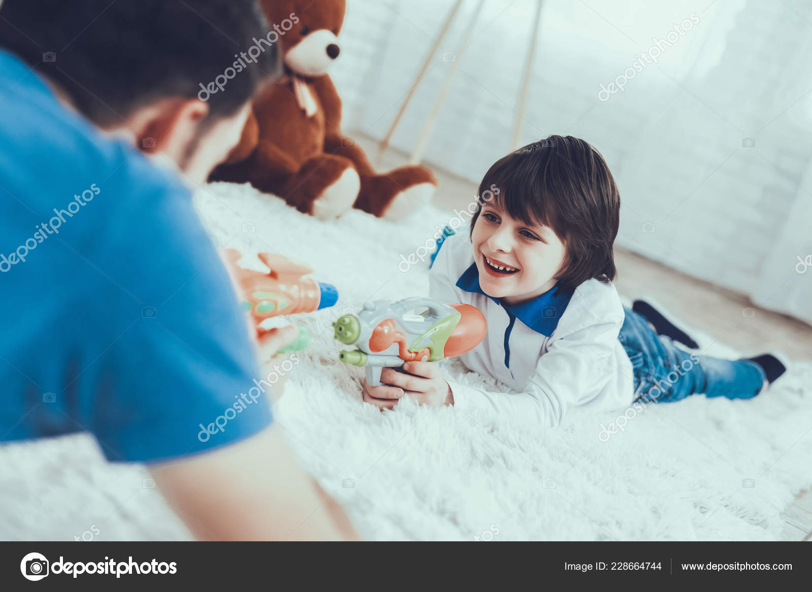 Man Spends Time His Son Father Boy Engaged Raising Child — Stock Photo ...