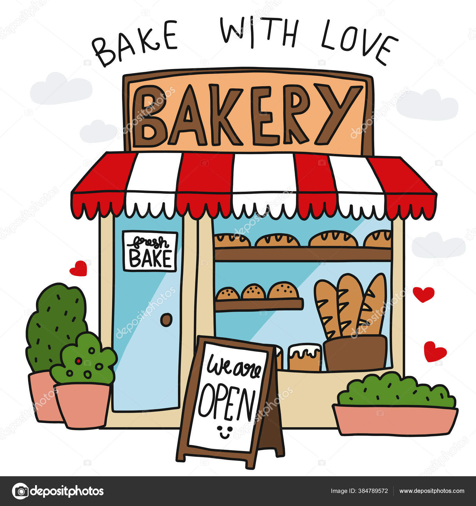 Bakery Shop Bake Love Cartoon Vector Illustration Stock Vector by ...