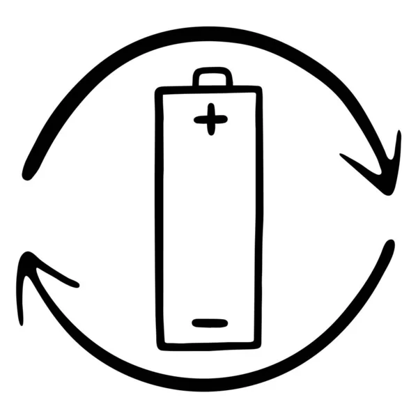 Bater a ecol gica Doodle. Signo de reciclaje. Ilustraci n vectorial sobre fondo blanco. Mano ...