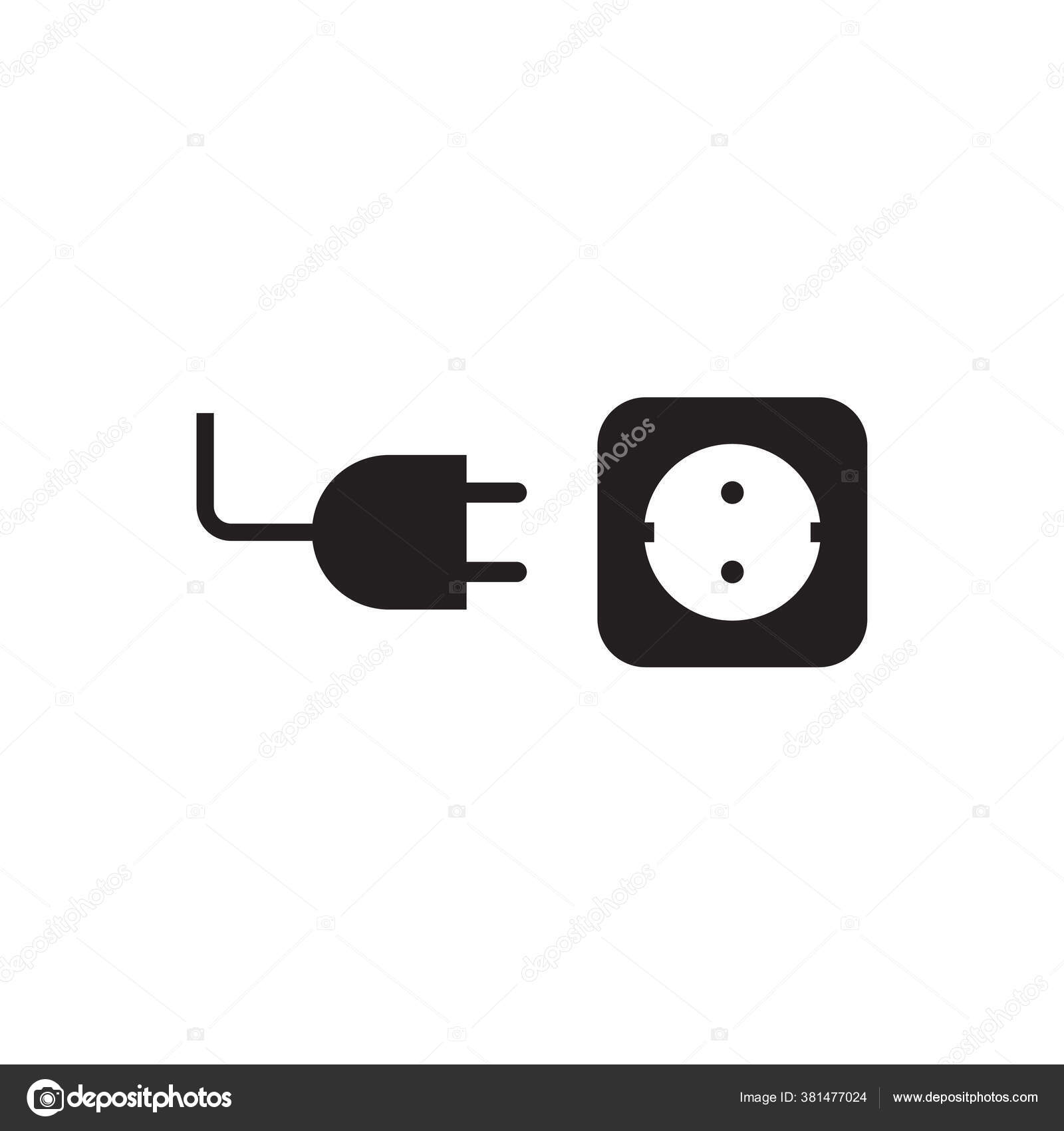 Electric Plug Socket Unplug Outline Design Vector Silhouette Icon ...