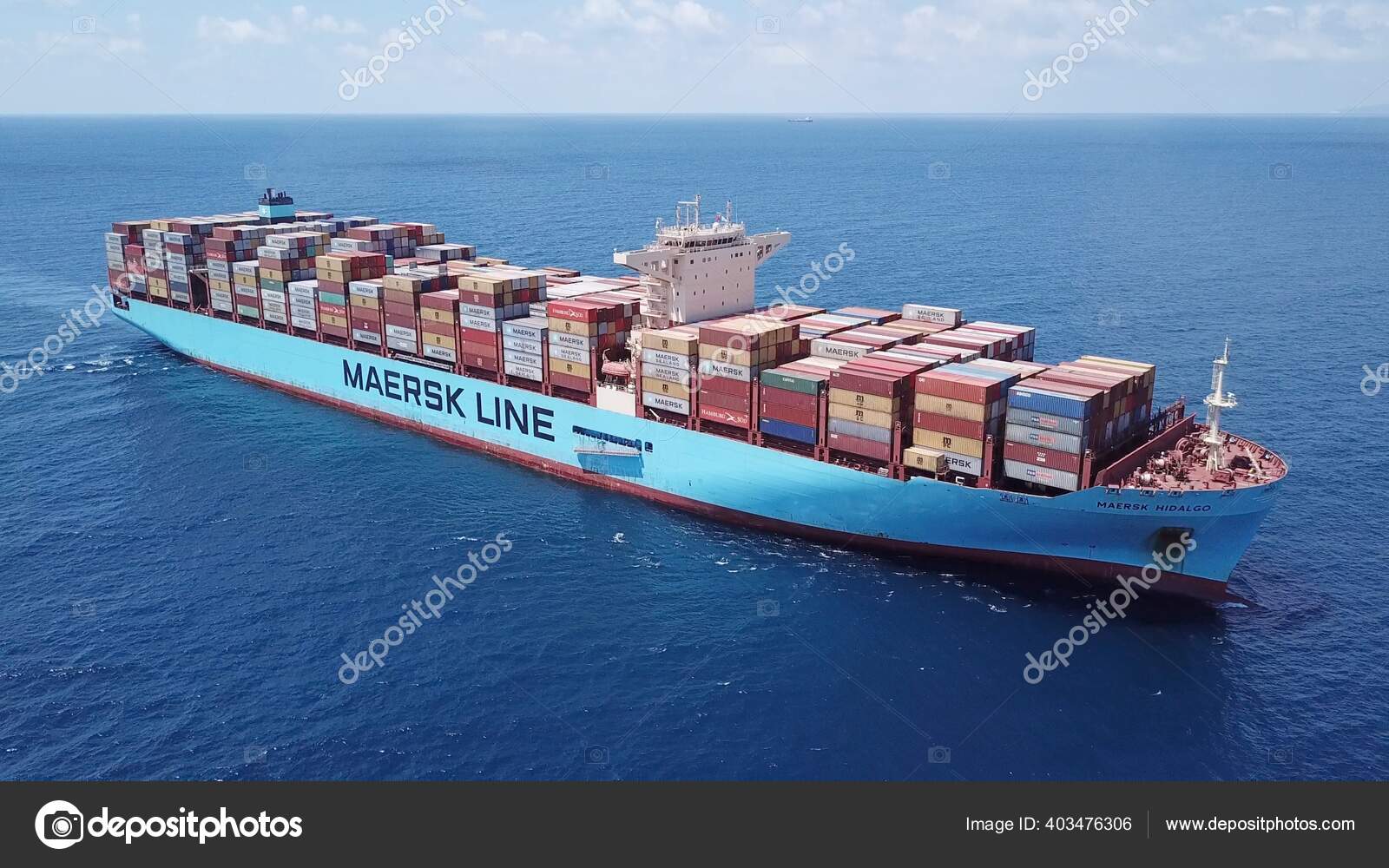 Haifa, Israel - June 25, 2020: Maersk ULCV fully loaded with freight ...