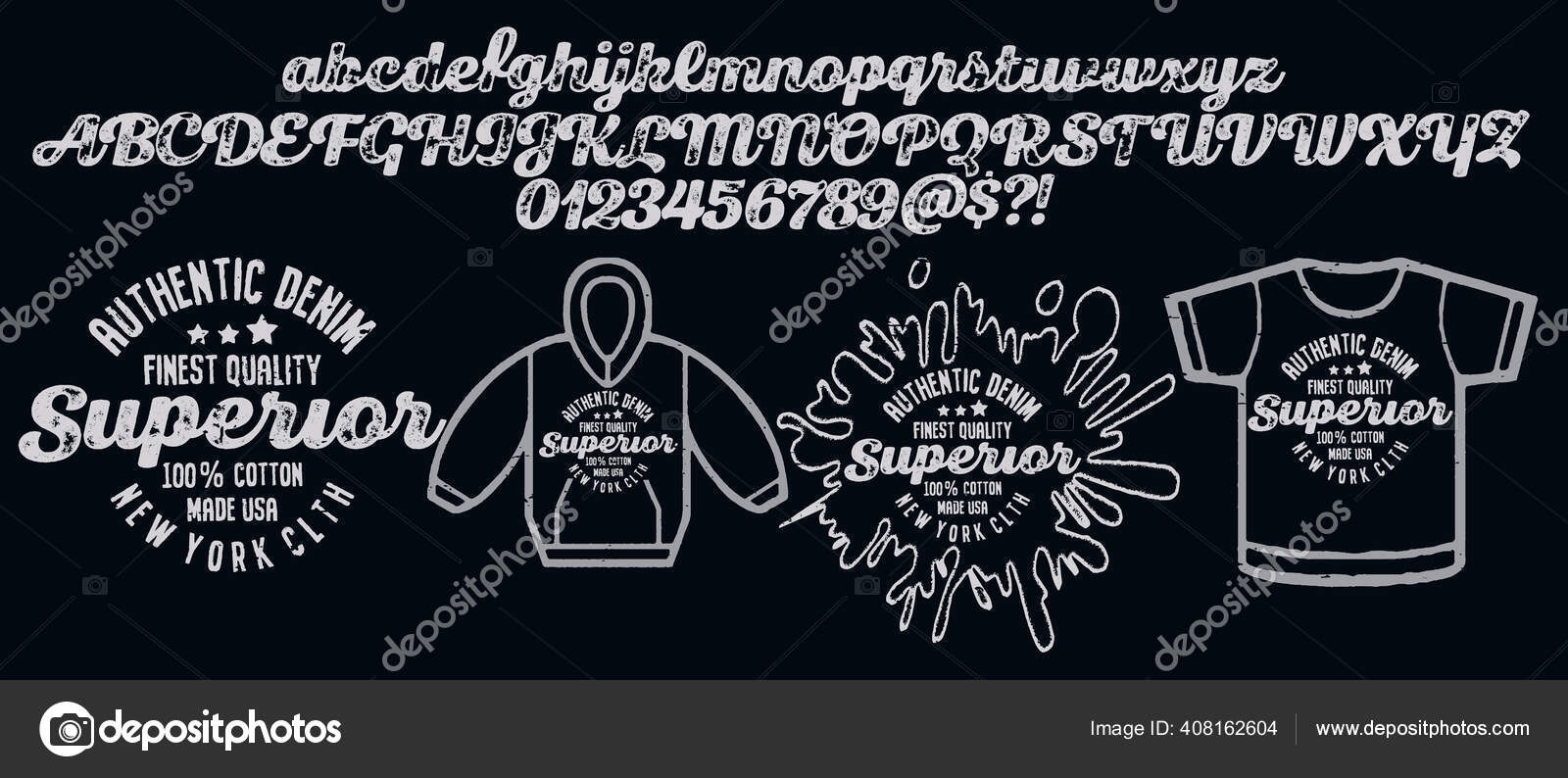 Handwritten Calligraphic Alphabet Shirt Apparel Vintage Brush Script ...