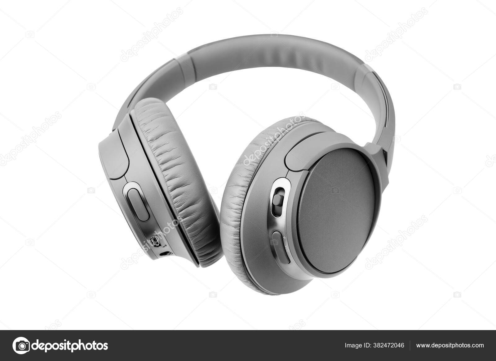 Gray Wireless Headphones White Background Isolated Close Grey Bluetooth ...