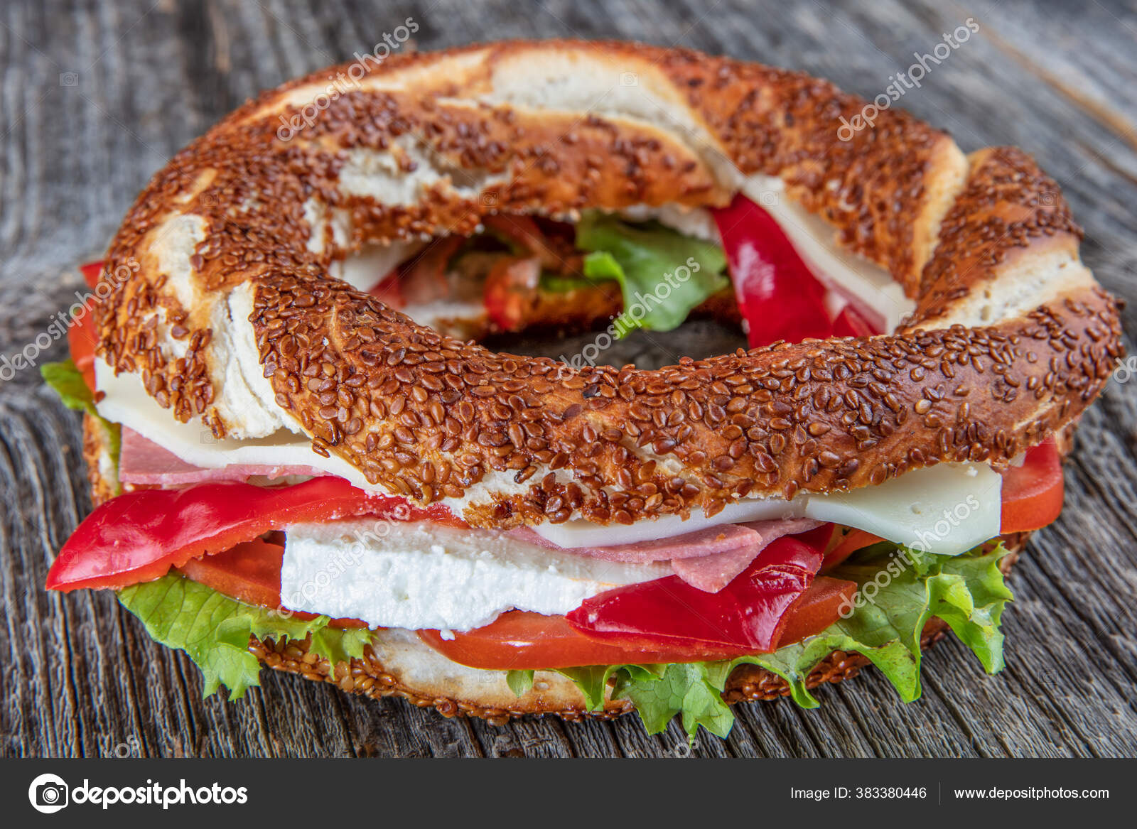 Turkish Bagel Simit Sandwich Cheese Tomato Cheese Stock Photo by ©mc ...