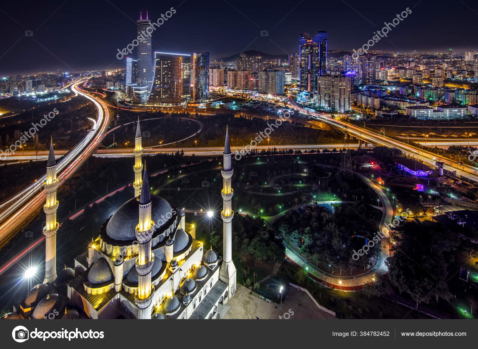 Architect Sinan Mimar Sinan Mosque Istanbul Atasehir Perfect Night Long ...