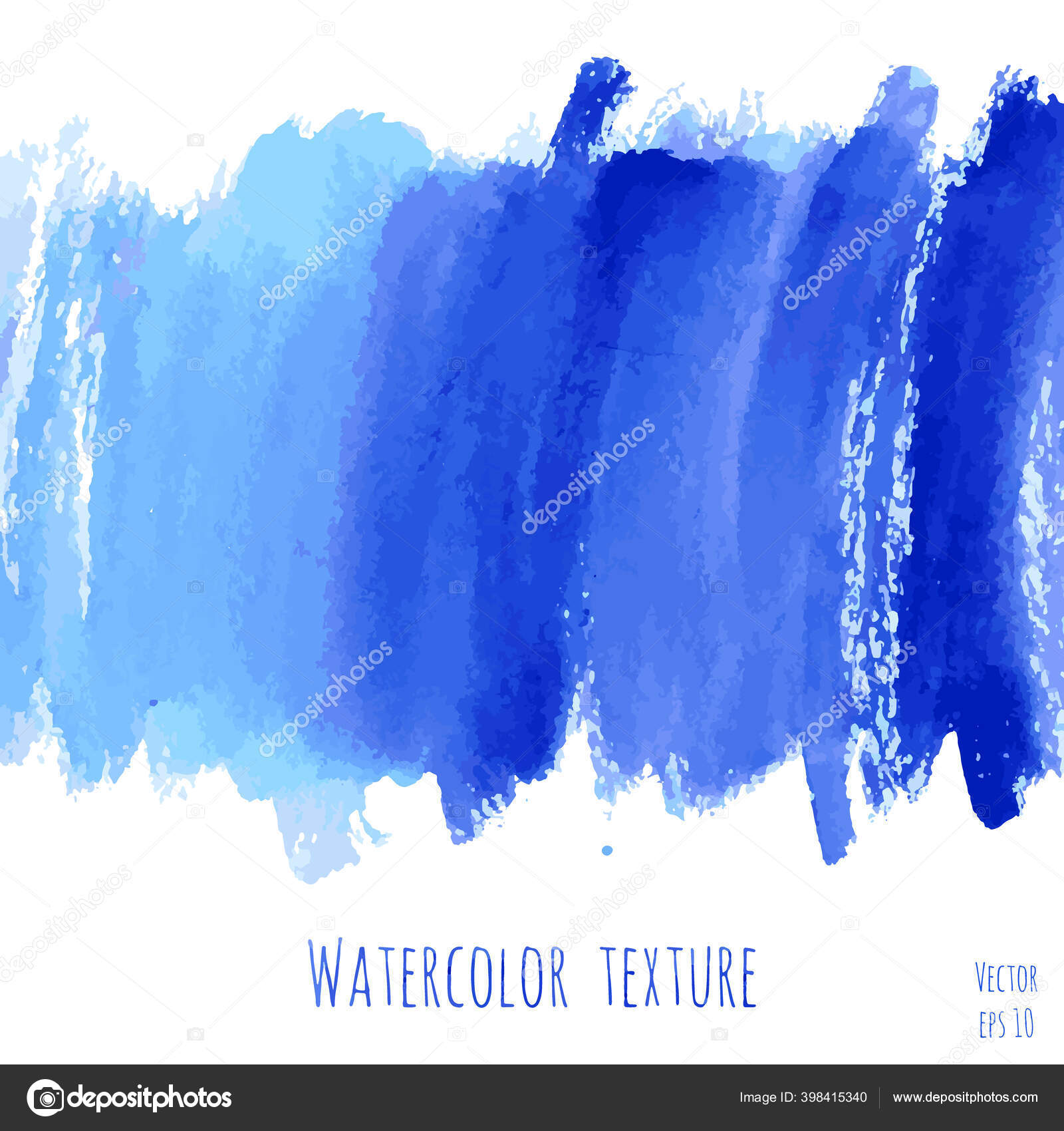 Turquoise Blue Indigo Vector Watercolor Texture Background Dry Brush ...