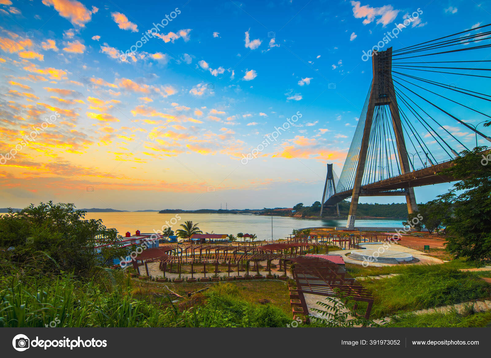 Beautiful Sunrise Barelang Bridge Batam Island Landmark Architecture ...